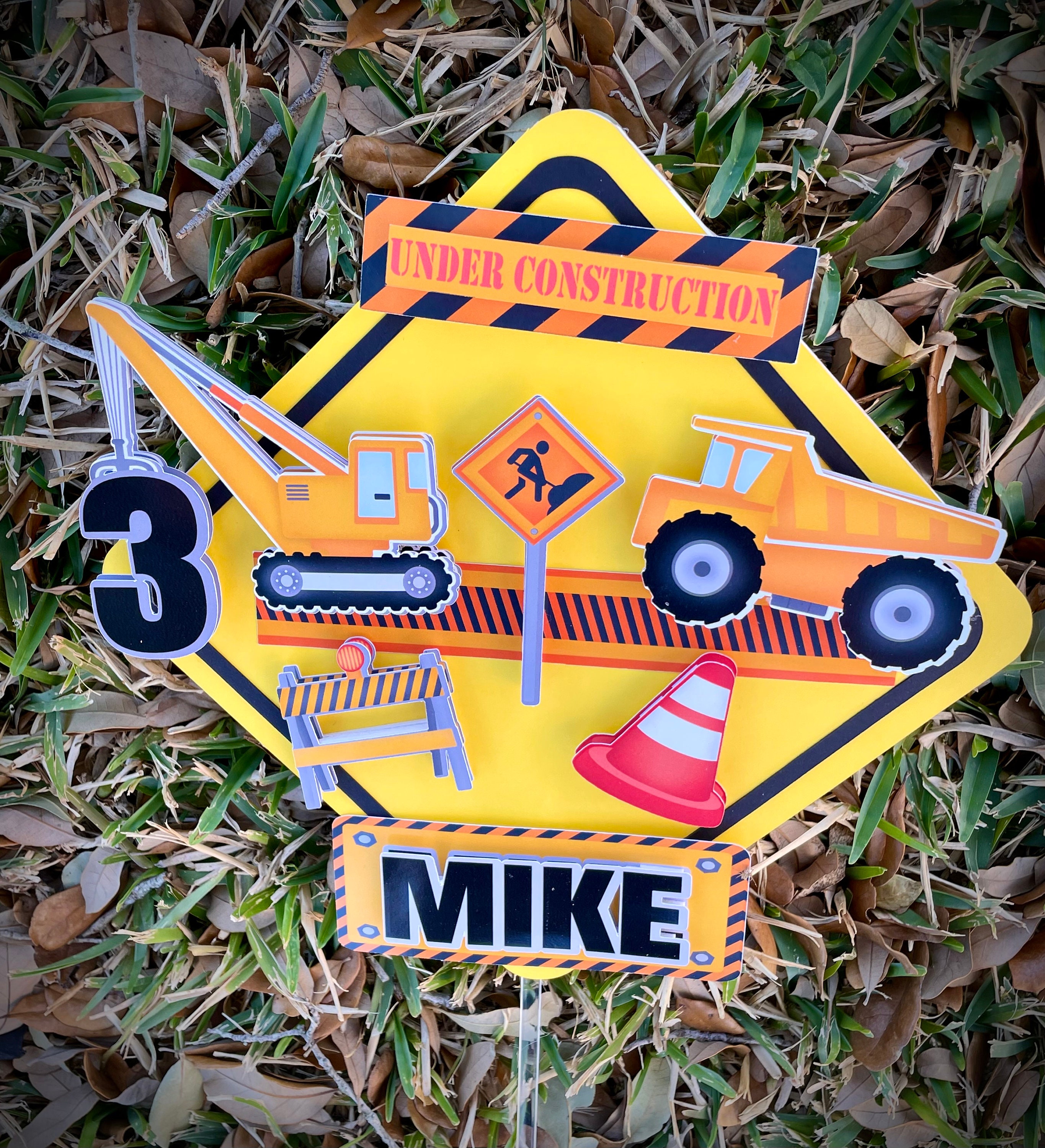 Construction Cake Topper/ Stop Construction Cake Topper - Etsy