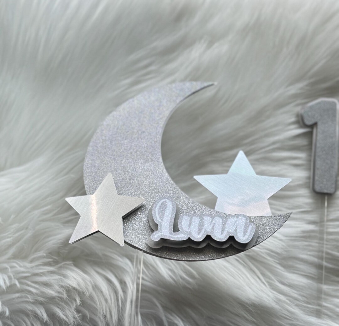 Moon Cake Topper. Moon and Star Cake Topper. Twinkle Little Star Cake ...