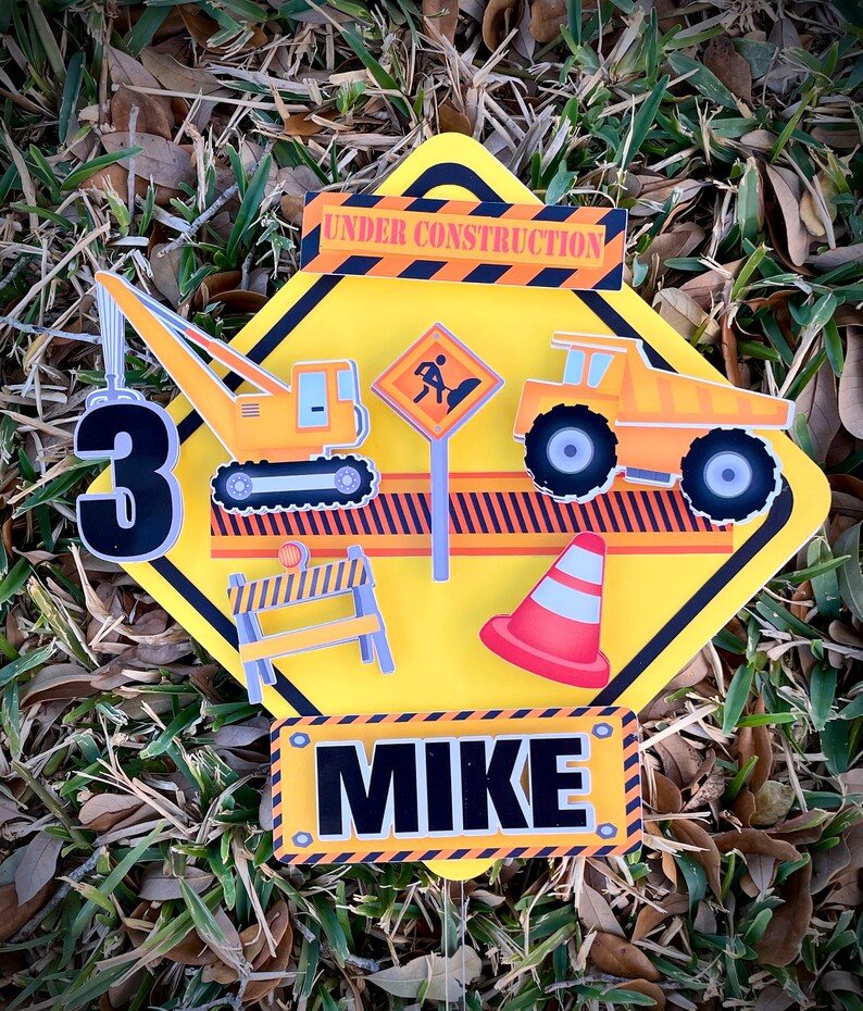 Construction Cake Topper/ Stop Construction Cake Topper - Etsy