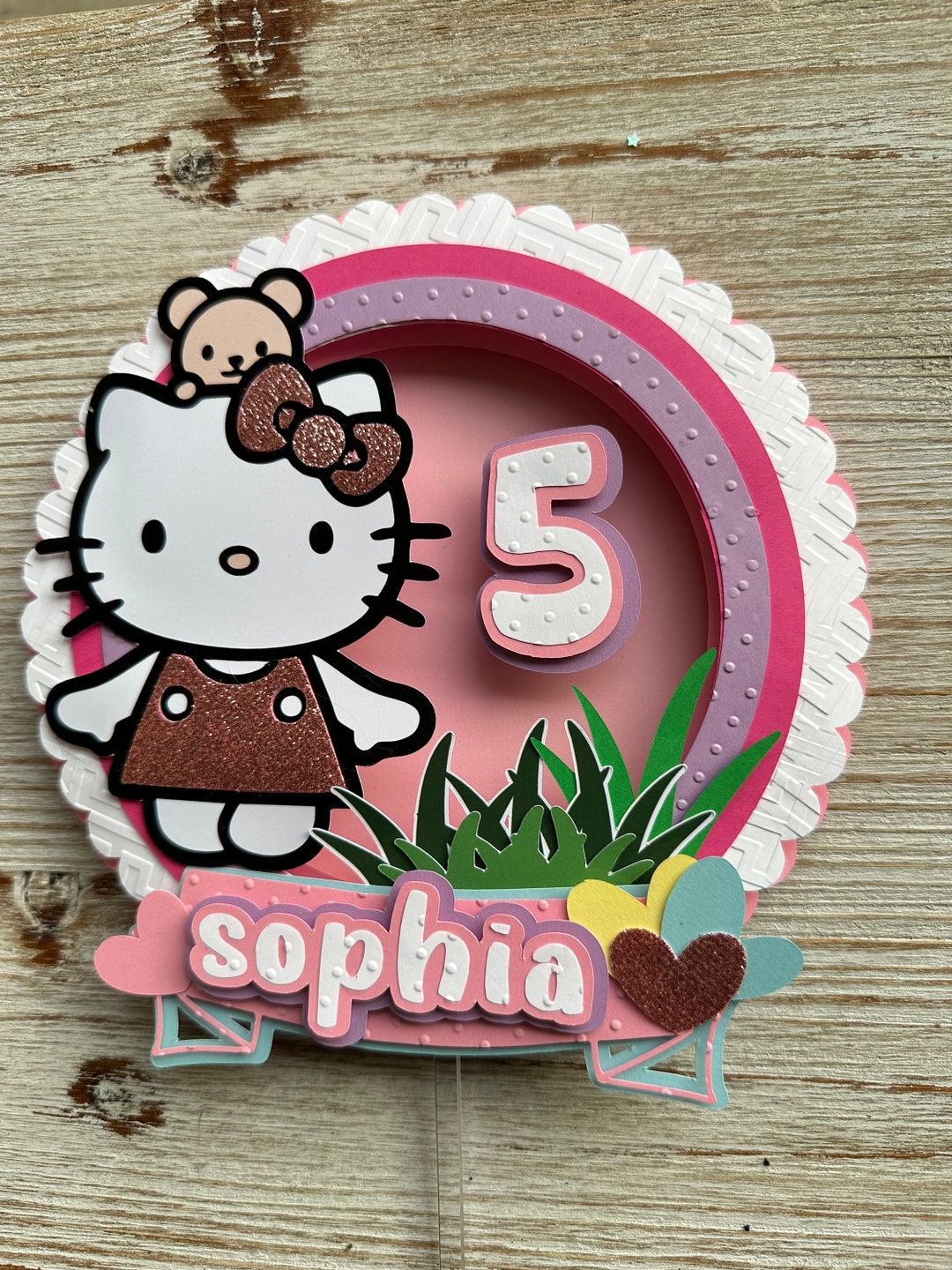 Kitty Personalized Cake Topper/ Kitty Pink Cake Topper / Kitty Glitter ...