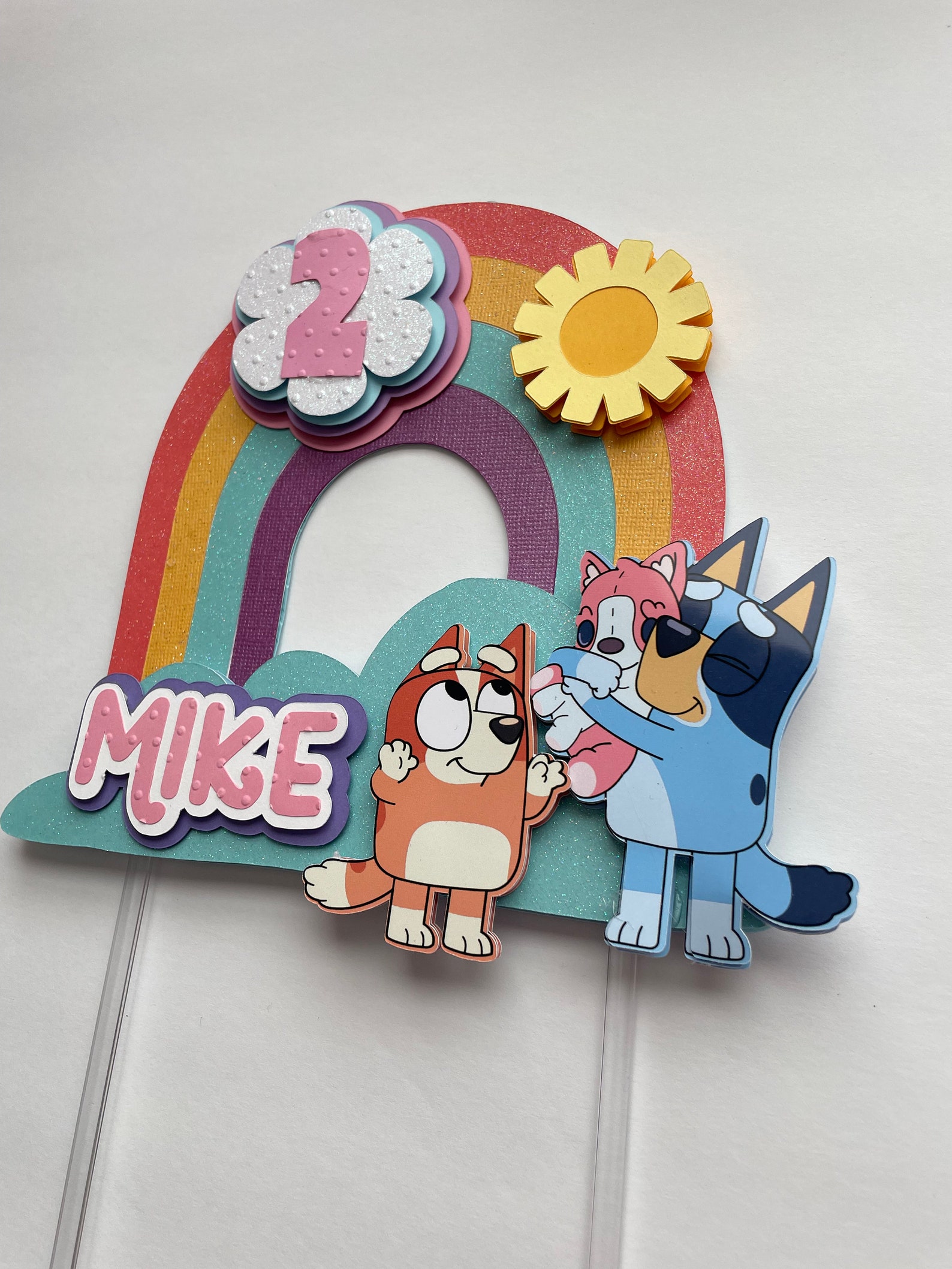 Rainbow Bluey Bingo Cake Topper / Bluey Inspired Cake Topper / - Etsy