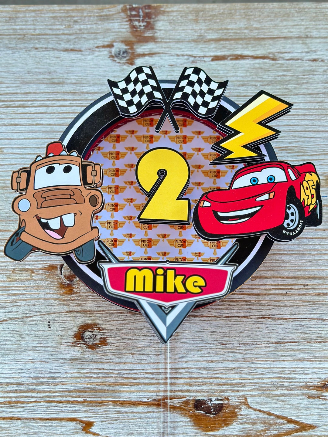 Red Car and Tow Truck Cake Topper , Car Inspired Custom Cake Topper ...