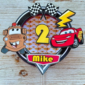 Red Car and Tow Truck Cake Topper , Car Inspired Custom Cake Topper ...