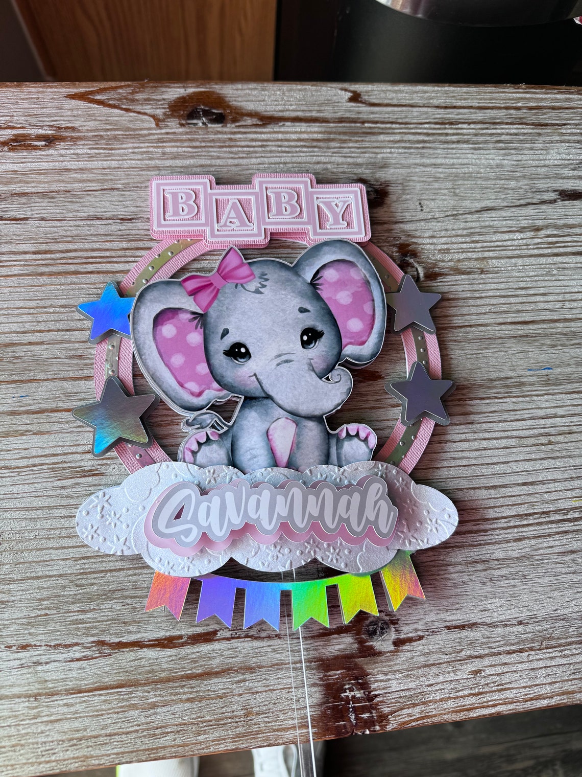 Babyblue Elephant Cake Topper / Babyshower Cake Topper/ Blue Elephant ...