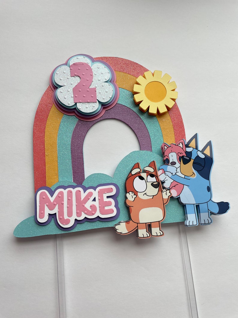 Rainbow Bluey Bingo Cake Topper / Bluey Inspired Cake Topper / - Etsy