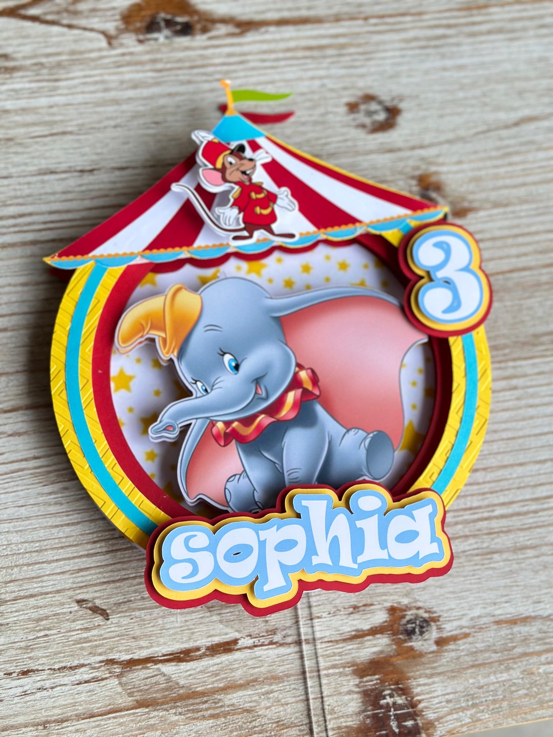 Dumbocustom Caketopper/custom Cake Topper/ Cake Topper/ Dumbo Theme ...