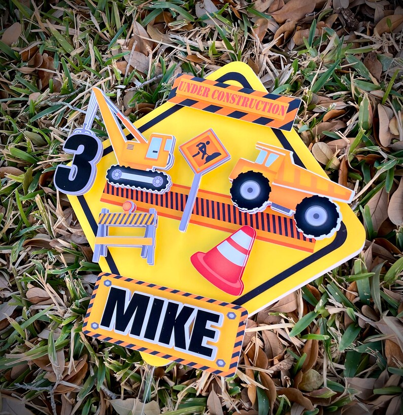 Construction Cake Topper/ Stop Construction Cake Topper - Etsy