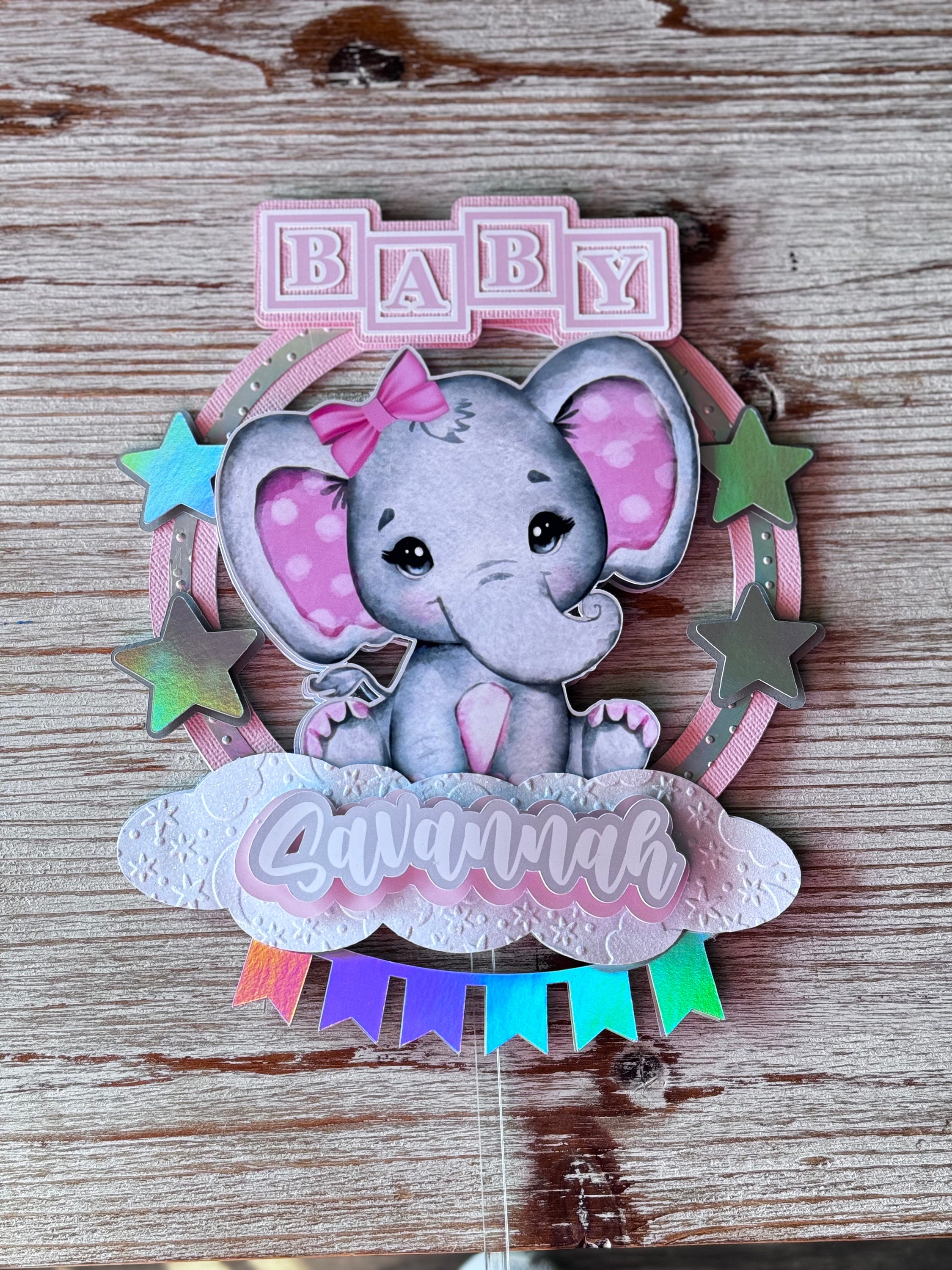 Babyblue Elephant Cake Topper / Babyshower Cake Topper/ Blue Elephant ...