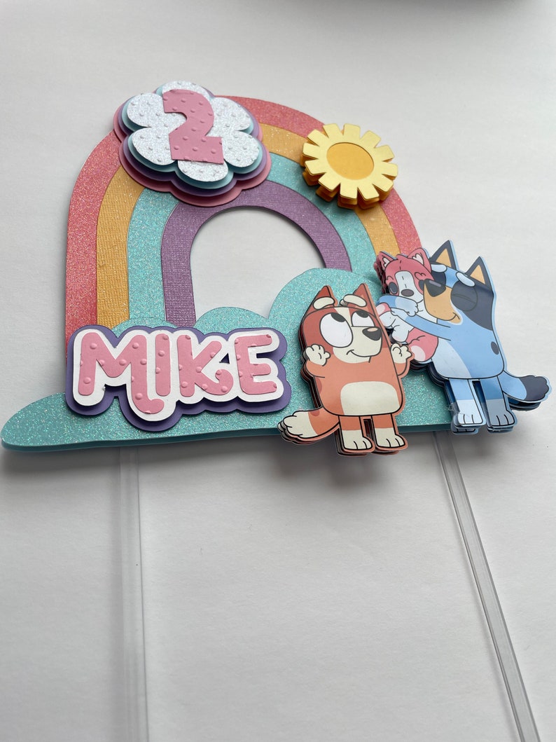 Rainbow Bluey Bingo Cake Topper / Bluey Inspired Cake Topper / - Etsy