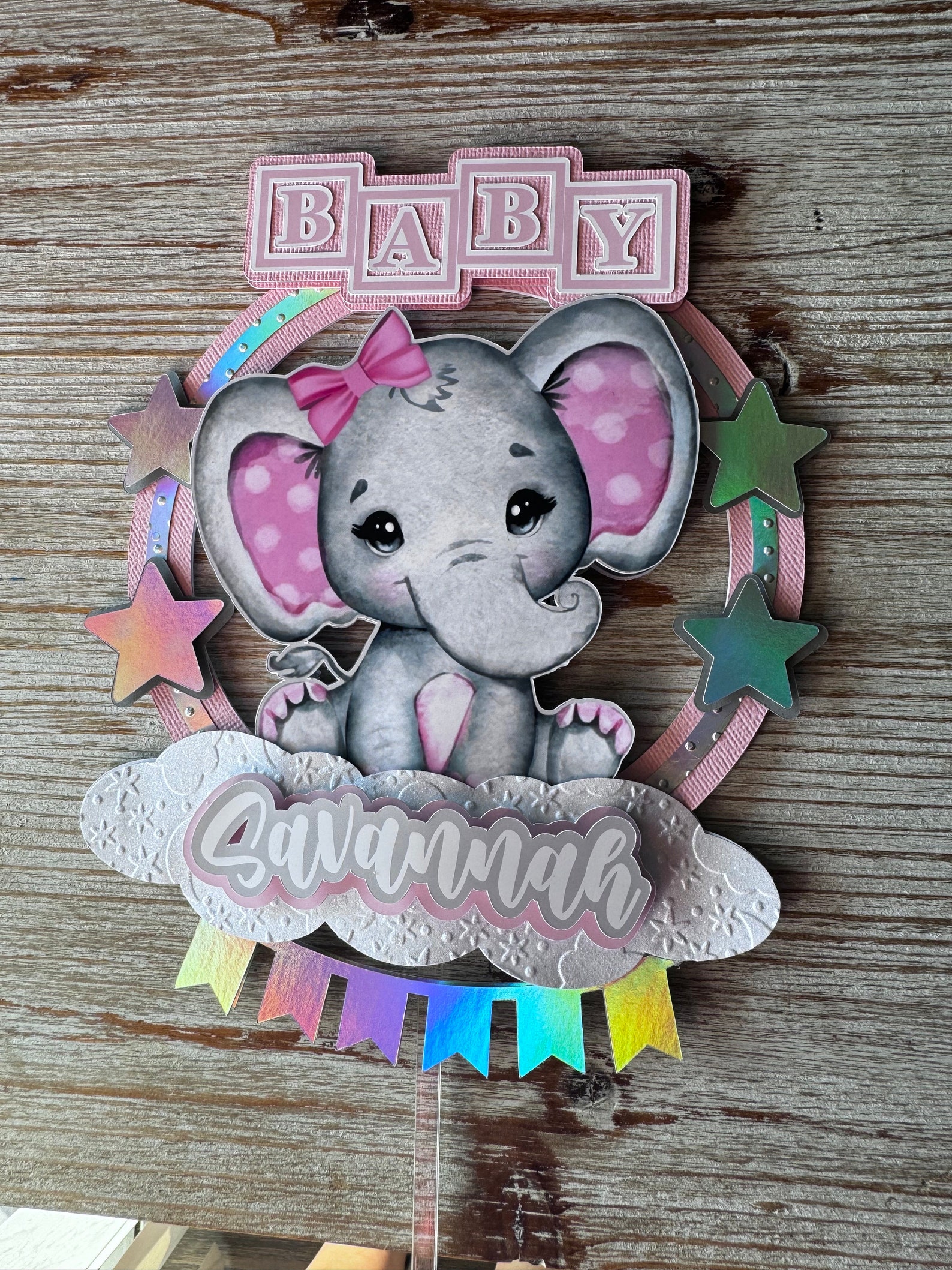 Babyblue Elephant Cake Topper / Babyshower Cake Topper/ Blue Elephant ...
