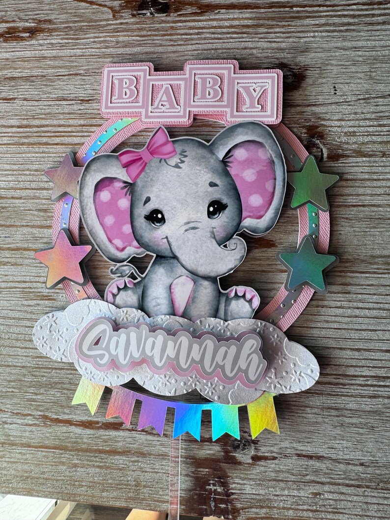 Babyblue Elephant Cake Topper / Babyshower Cake Topper/ Blue Elephant ...