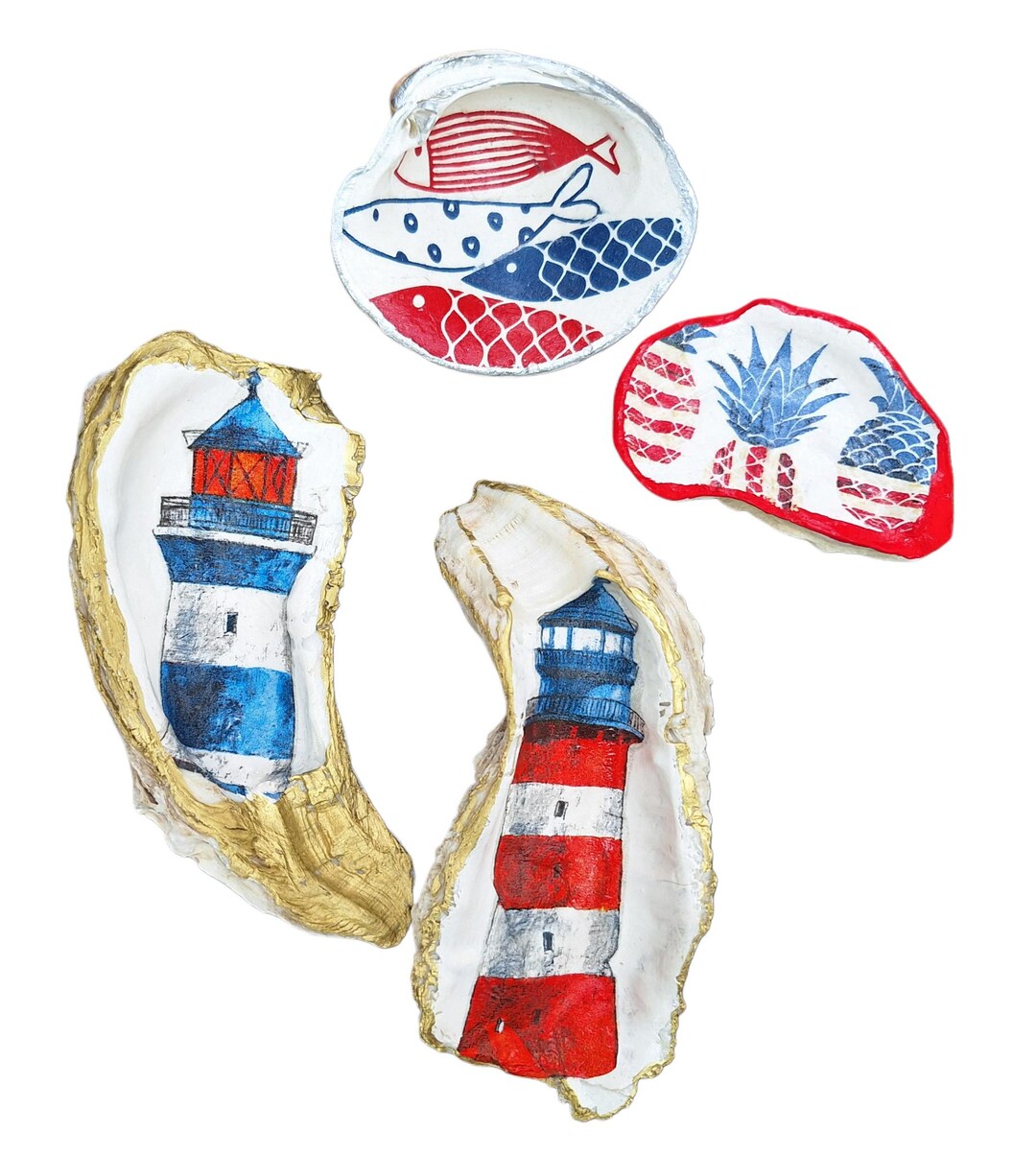 Red, White and Blue Shell Decor - Red, White and Blue Coastal Accent ...