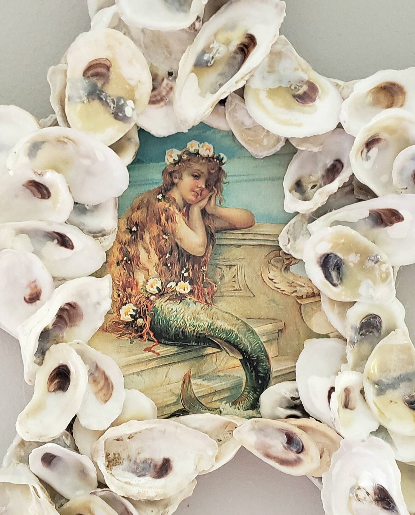 Oyster Shell Mermaid Starfish - Oyster Shell Art - Mermaid Decor - Etsy