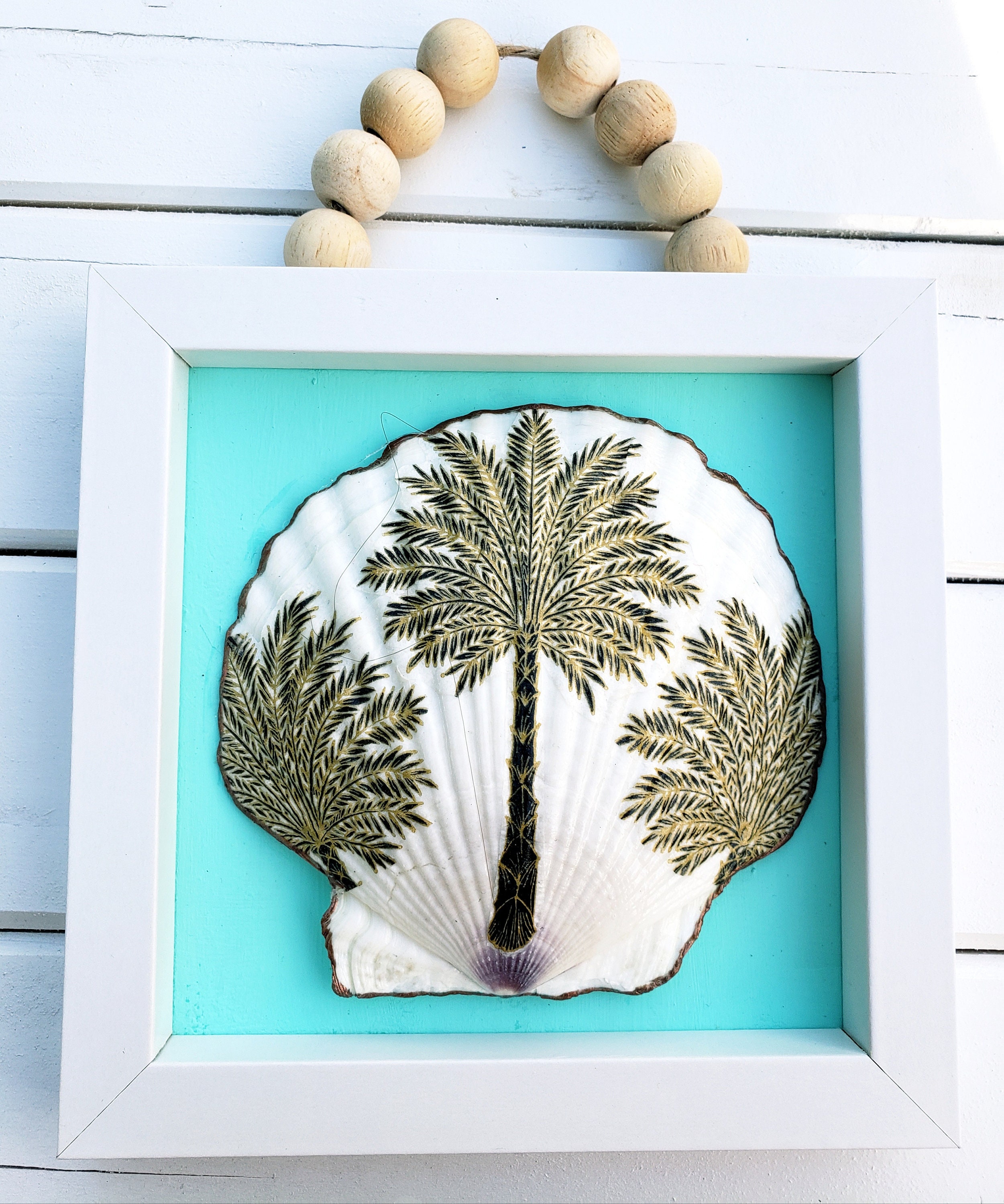 Palm Tree Scallop Shell Wall Decor-scallop Shell Shadowbox - Etsy