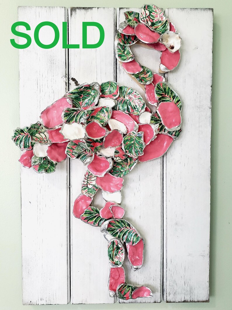 Oyster Shell Flamingo- Oyster Shell Art- Flamingo Art - Etsy