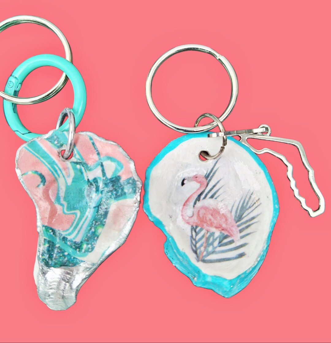 Oyster Shell Keychains - Pinks and Blues - Etsy