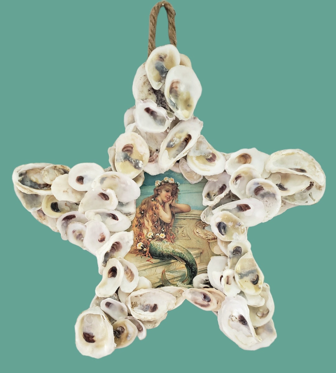 Oyster Shell Mermaid Starfish - Oyster Shell Art - Mermaid Decor - Etsy