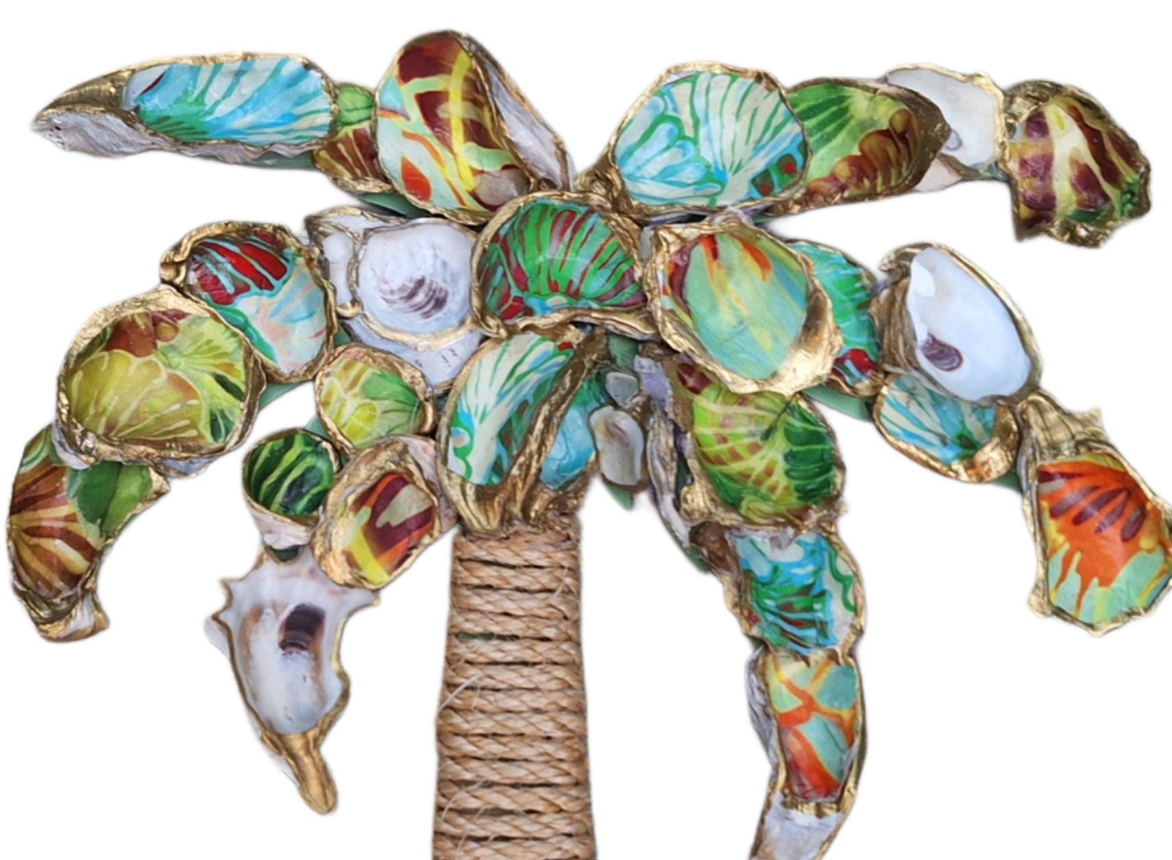 Oyster Shell Palm Tree - Oyster Shell Art - Palm Tree Art - Tropical ...