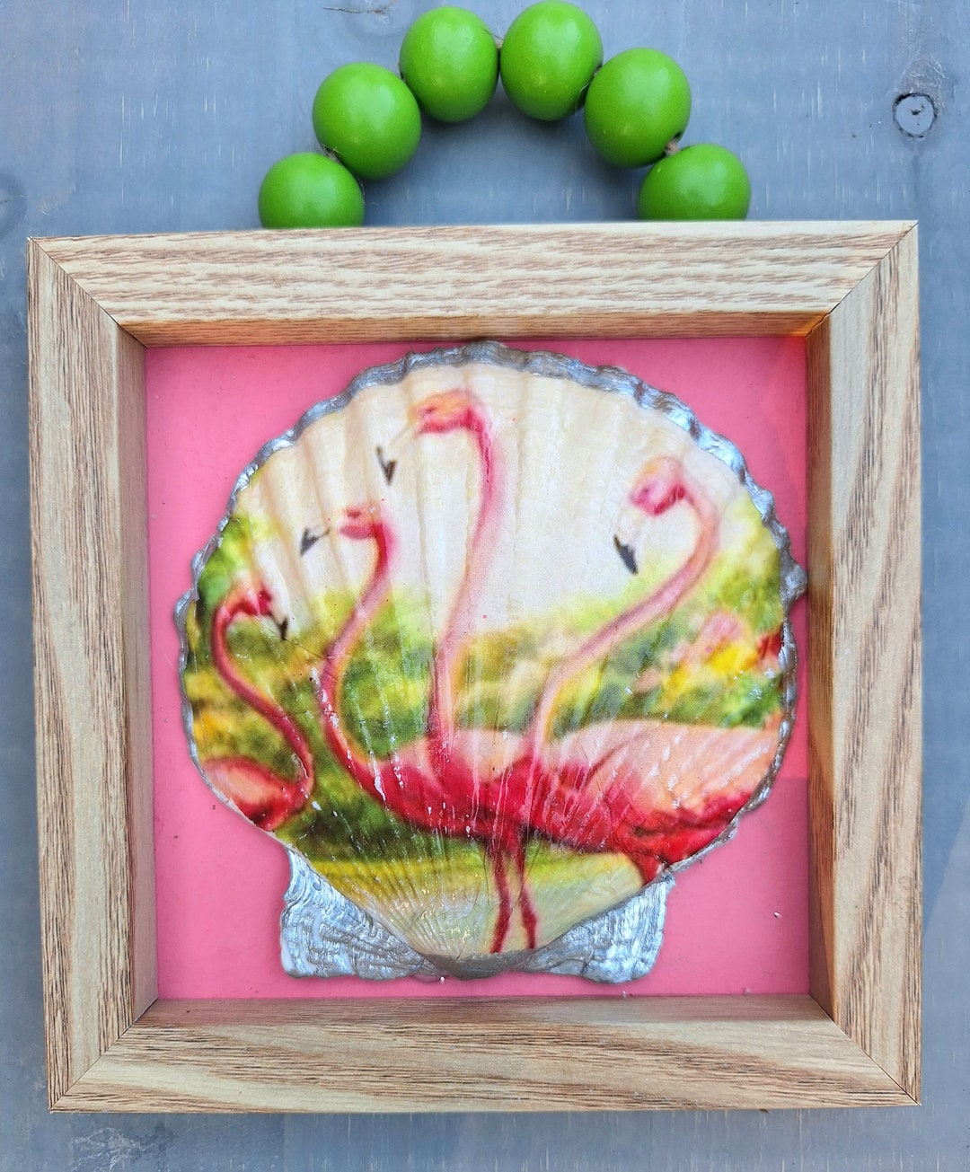 Flamingo Scallop Shell Shadowbox - Vintage Florida Flamingo - Etsy
