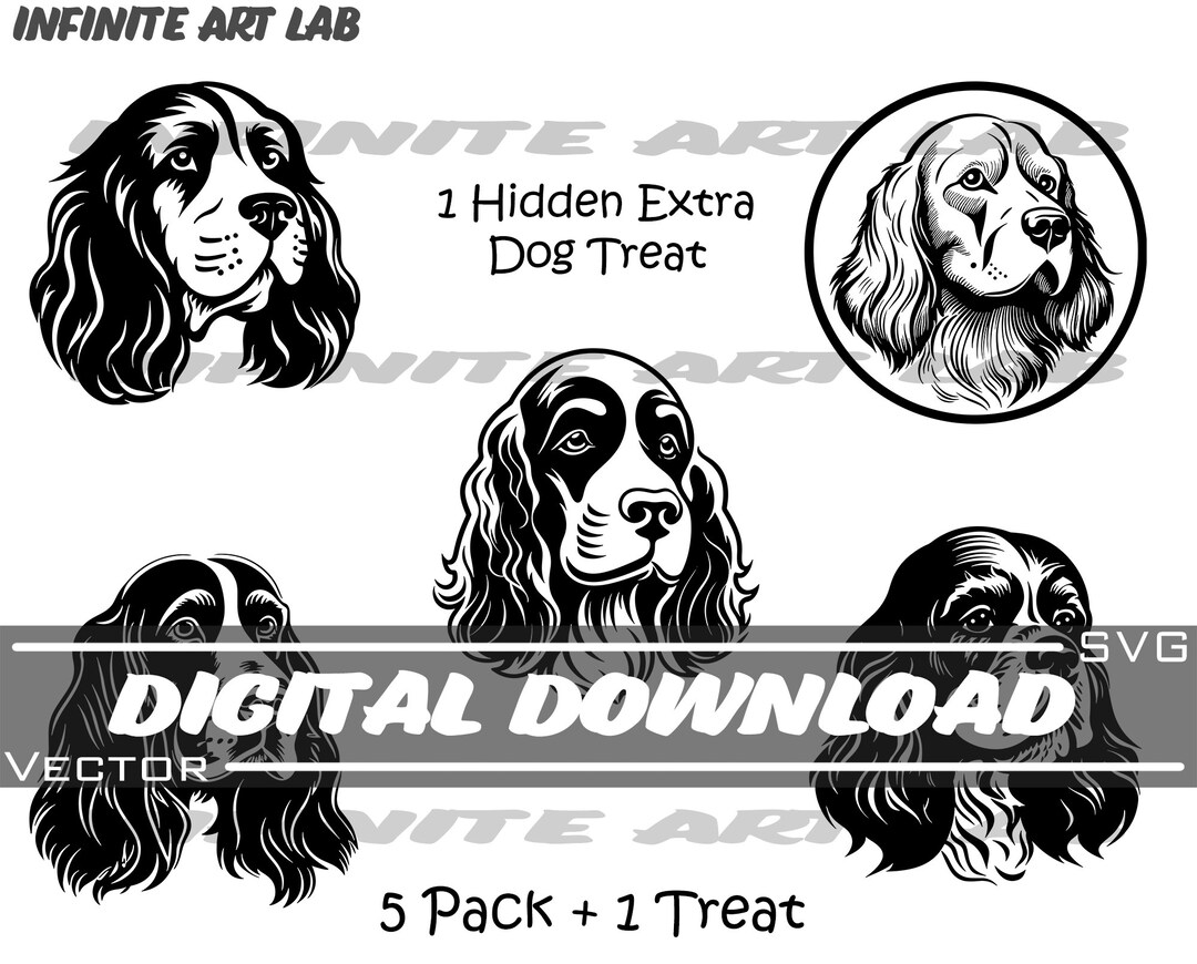 Charming Cocker Spaniels: 6-piece Digital Download Set in SVG & PNG ...