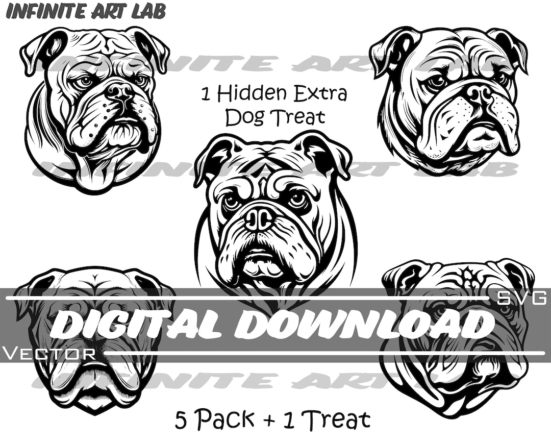 5 Pack Bulldog SVG Digital Download Bundle for Dog Lovers Bulldog ...