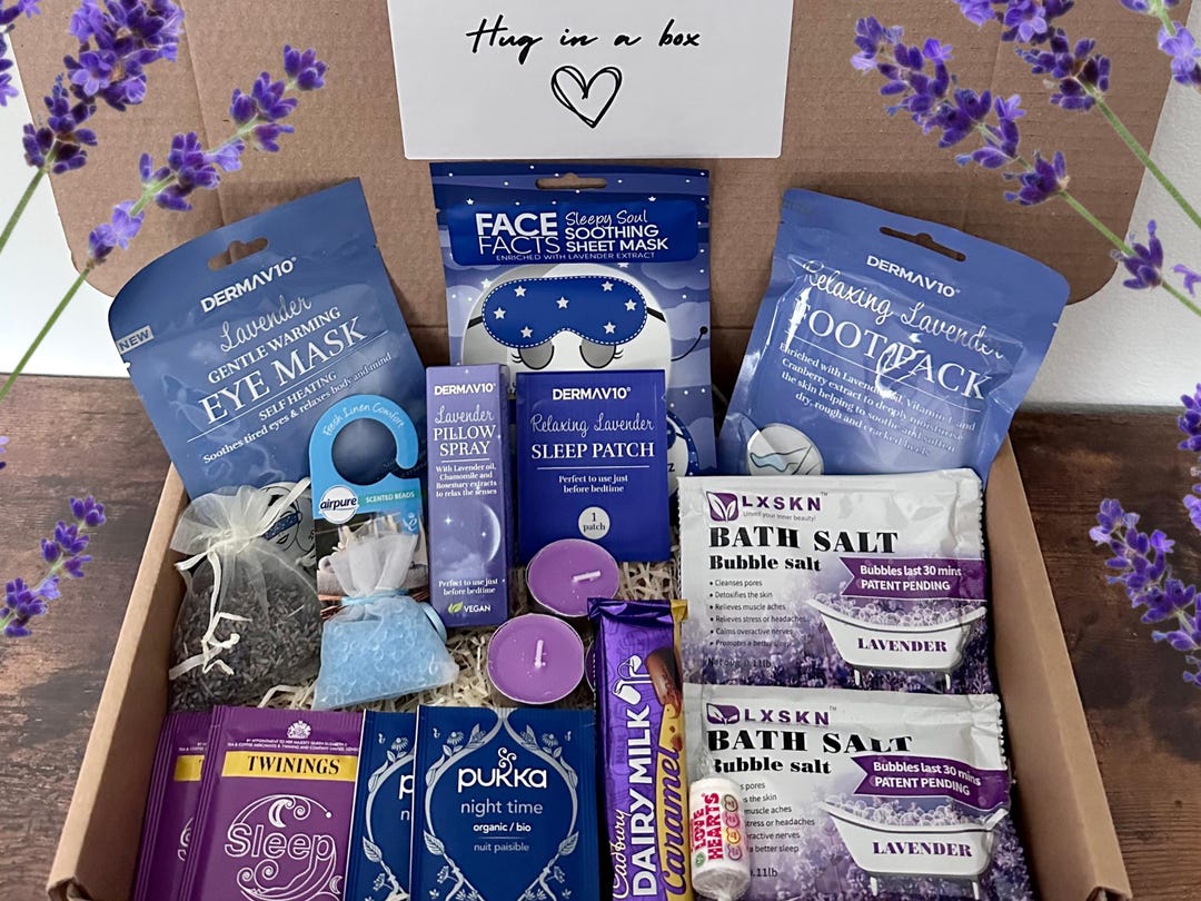 Large Lavender Gift Box, Relaxing Self Care Box, Sleep Gift Box, Hug in ...