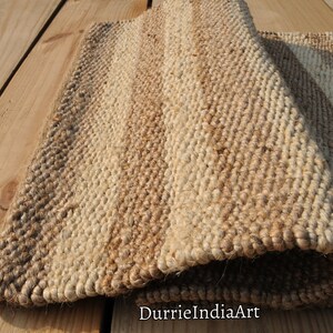 Indian Handmade Hemp Rug With Beige and off White Color, Beautiful Home ...