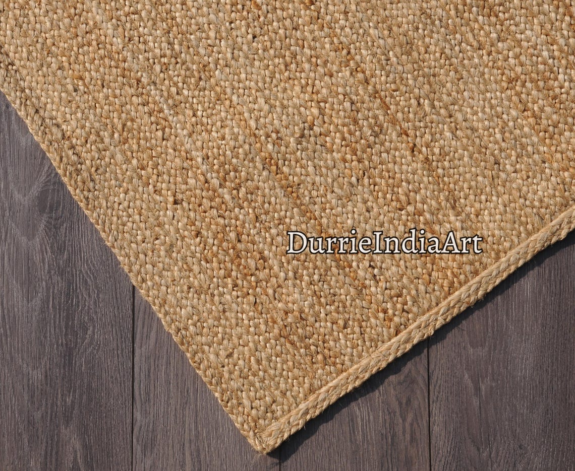 Indian Handmade Natural Beige Scandinavian Rug. Pattern Box Jute Rug ...