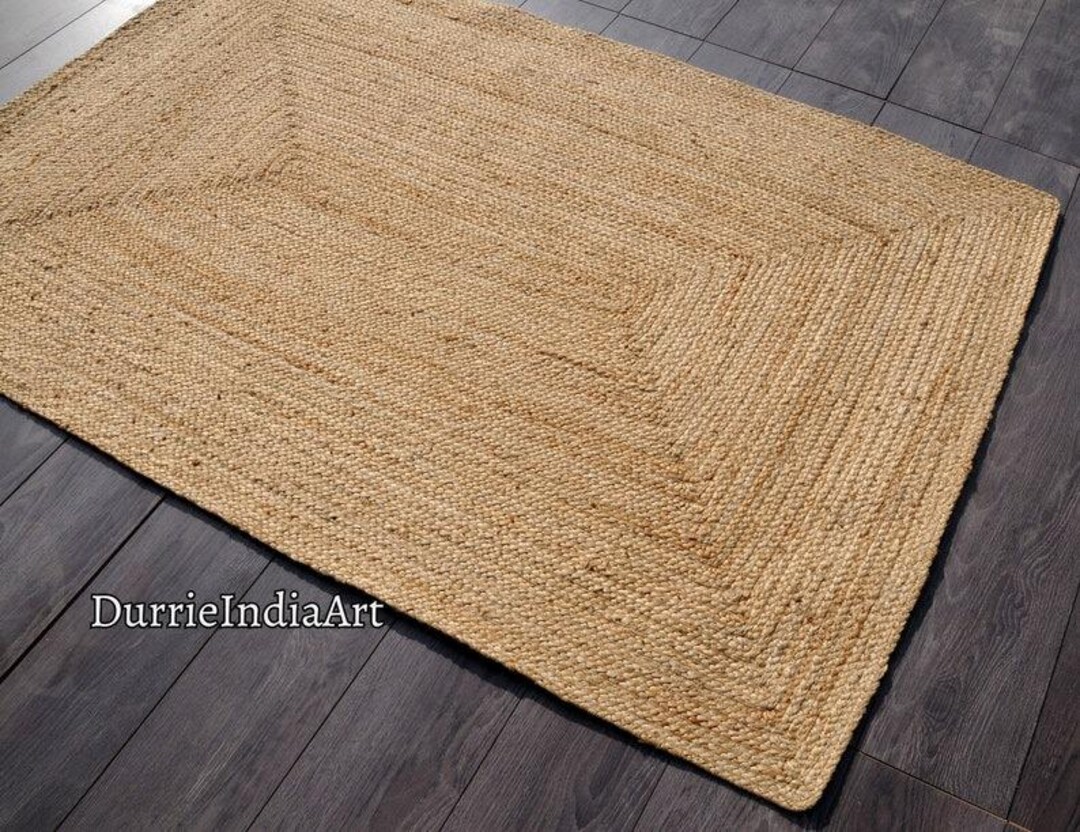 Natural Jute Rug Jute Braided Rug Bohemian Jute Rug Rectangular Jute ...