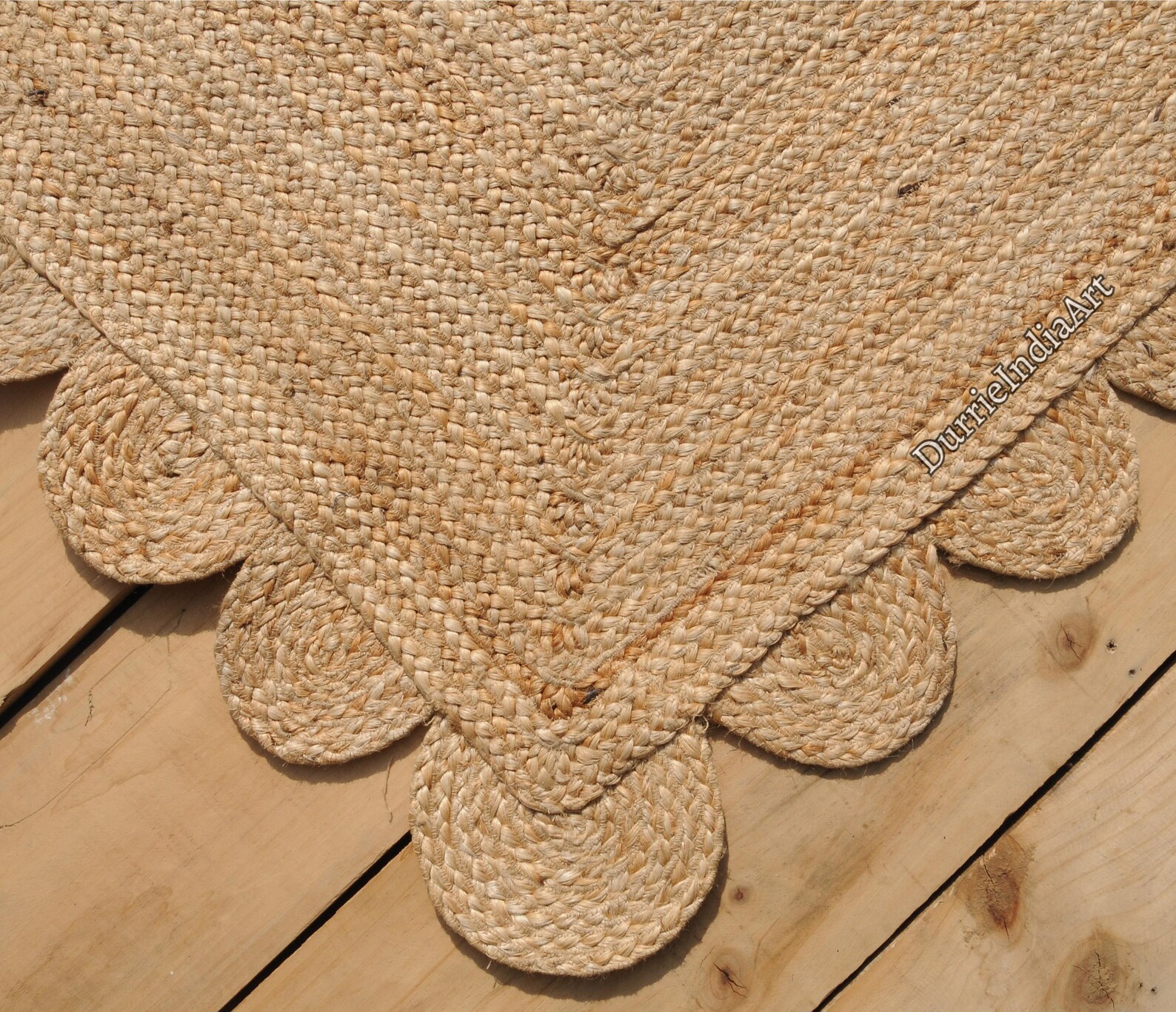Natural Scallop Jute Rug, Scallop Pattern Rug, Natural Jute Rug ...