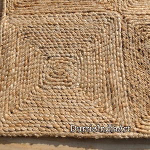 Indian Handmade Natural Beige Scandinavian Rug. Pattern Box Jute Rug ...