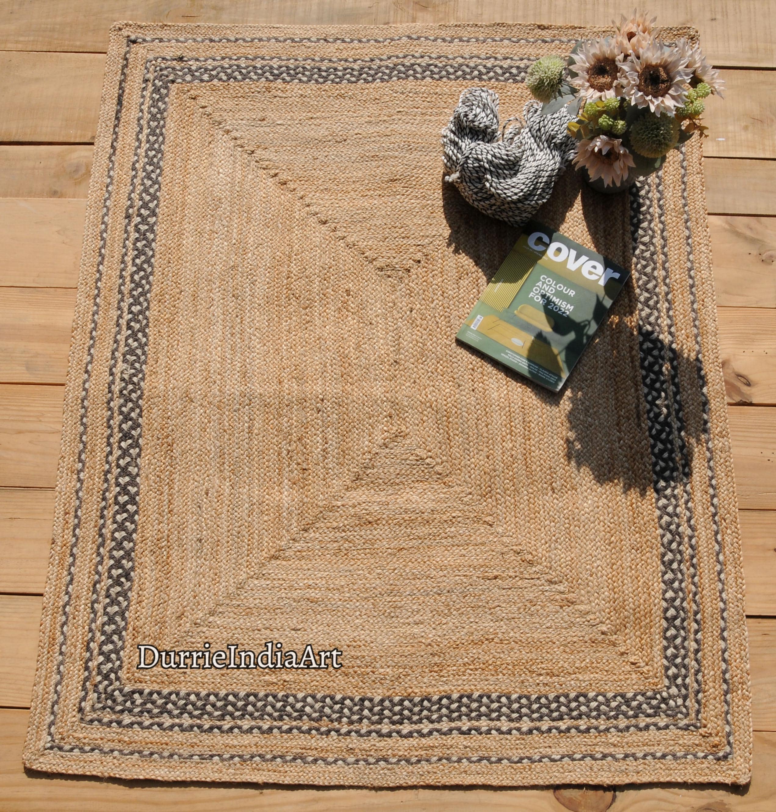 8x10 9x12 Natural Jute Rug Jute Braided Rug Jute Area Rug, Square Jute ...