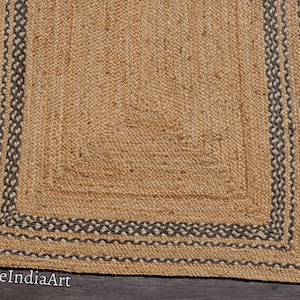 Handmade Natural Jute Rug, Solid Border Jute Rug, Custom Size Rug ...