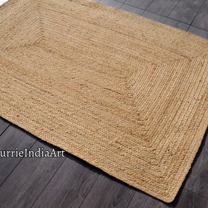 Natural Jute Rug Jute Braided Rug Bohemian Jute Rug Rectangular Jute ...