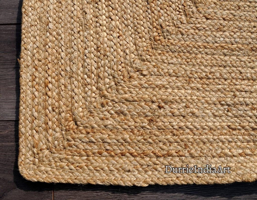 Natural Jute Rug Jute Braided Rug Bohemian Jute Rug Rectangular Jute ...
