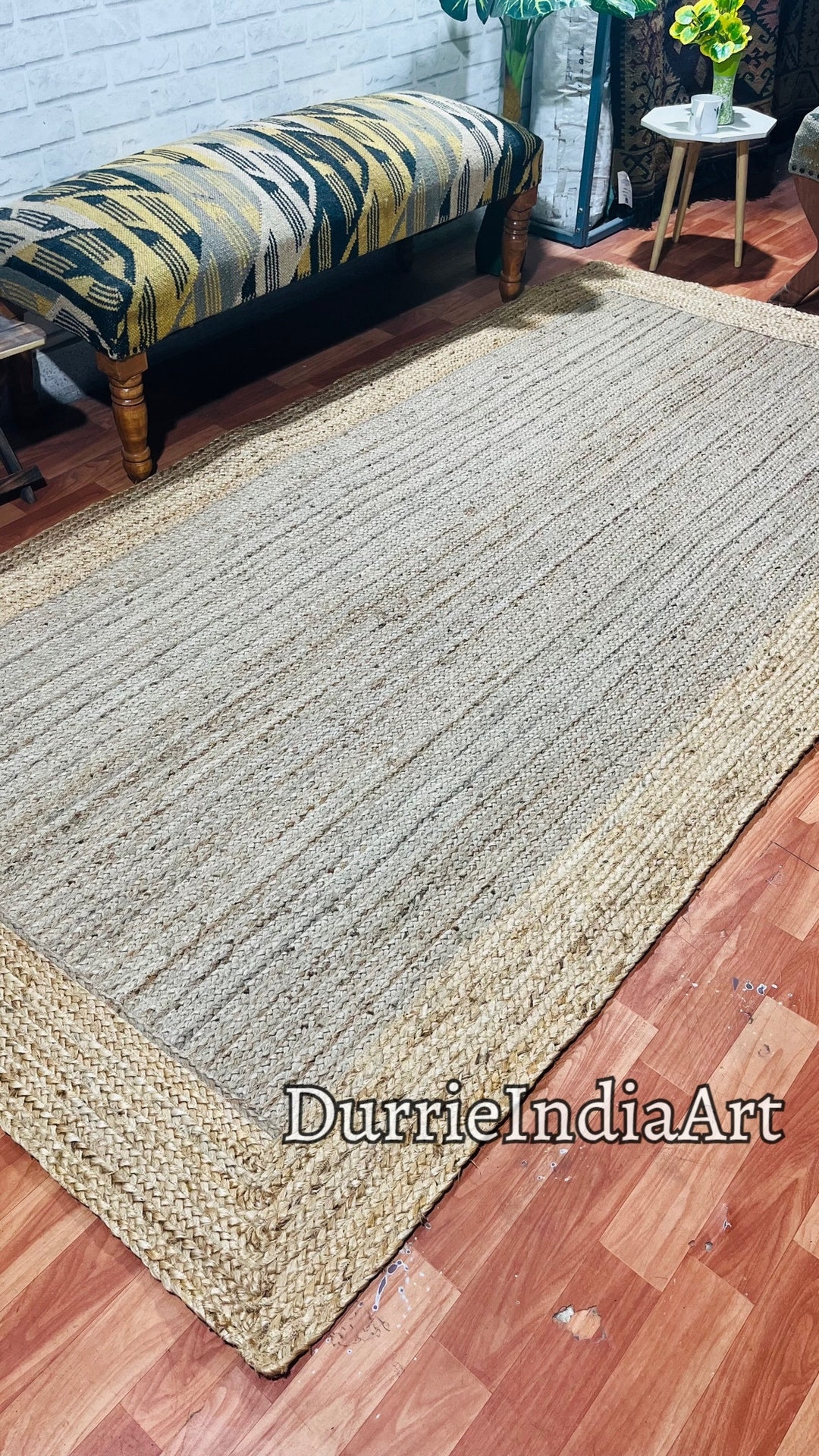 Handmade Natural Jute Rug, Solid Border Jute Rug, Custom Size Rug ...