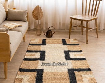 6x9,8x10ft White and Natural Hemp Jute Rungs-extra Large Jute Rugs Jute ...