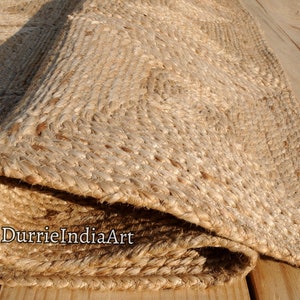Indian Handmade Natural Beige Scandinavian Rug. Pattern Box Jute Rug ...