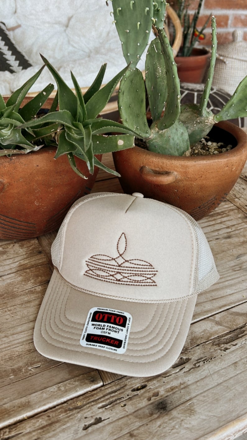 Boot Stitch Embroidered Foam Trucker Hat - Etsy