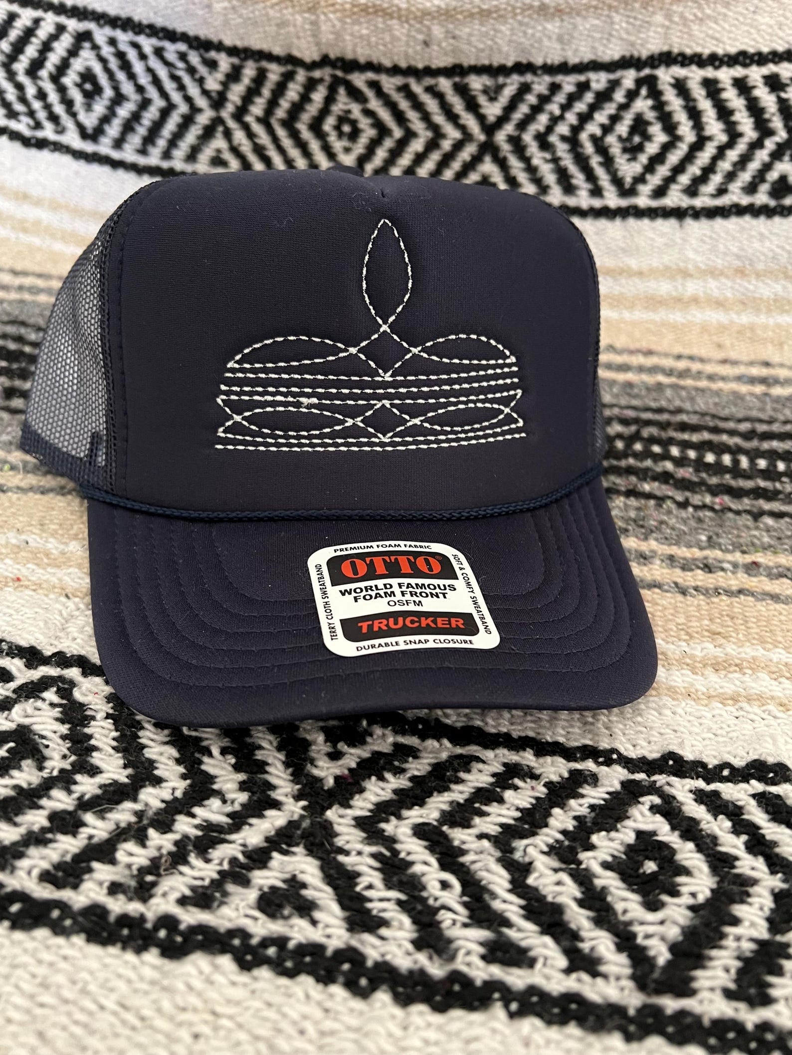 Boot Stitch Embroidered Foam Trucker Hat - Etsy