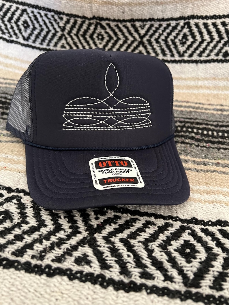Boot Stitch Embroidered Foam Trucker Hat - Etsy