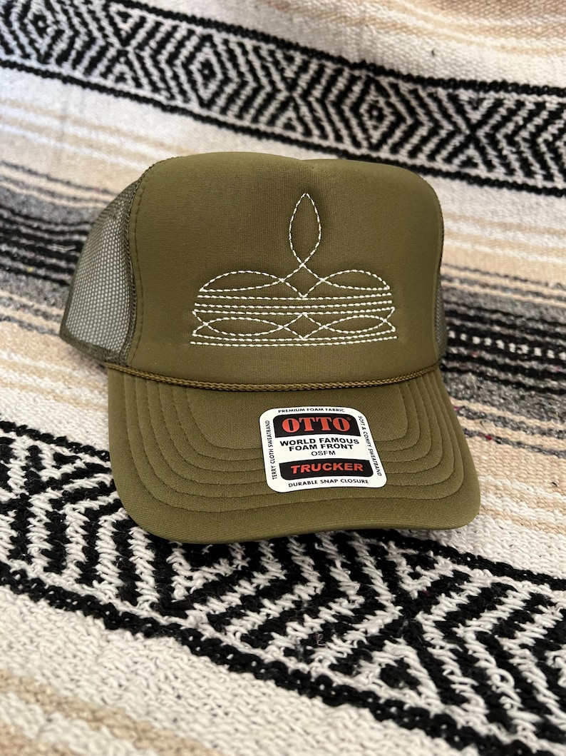Boot Stitch Embroidered Foam Trucker Hat - Etsy