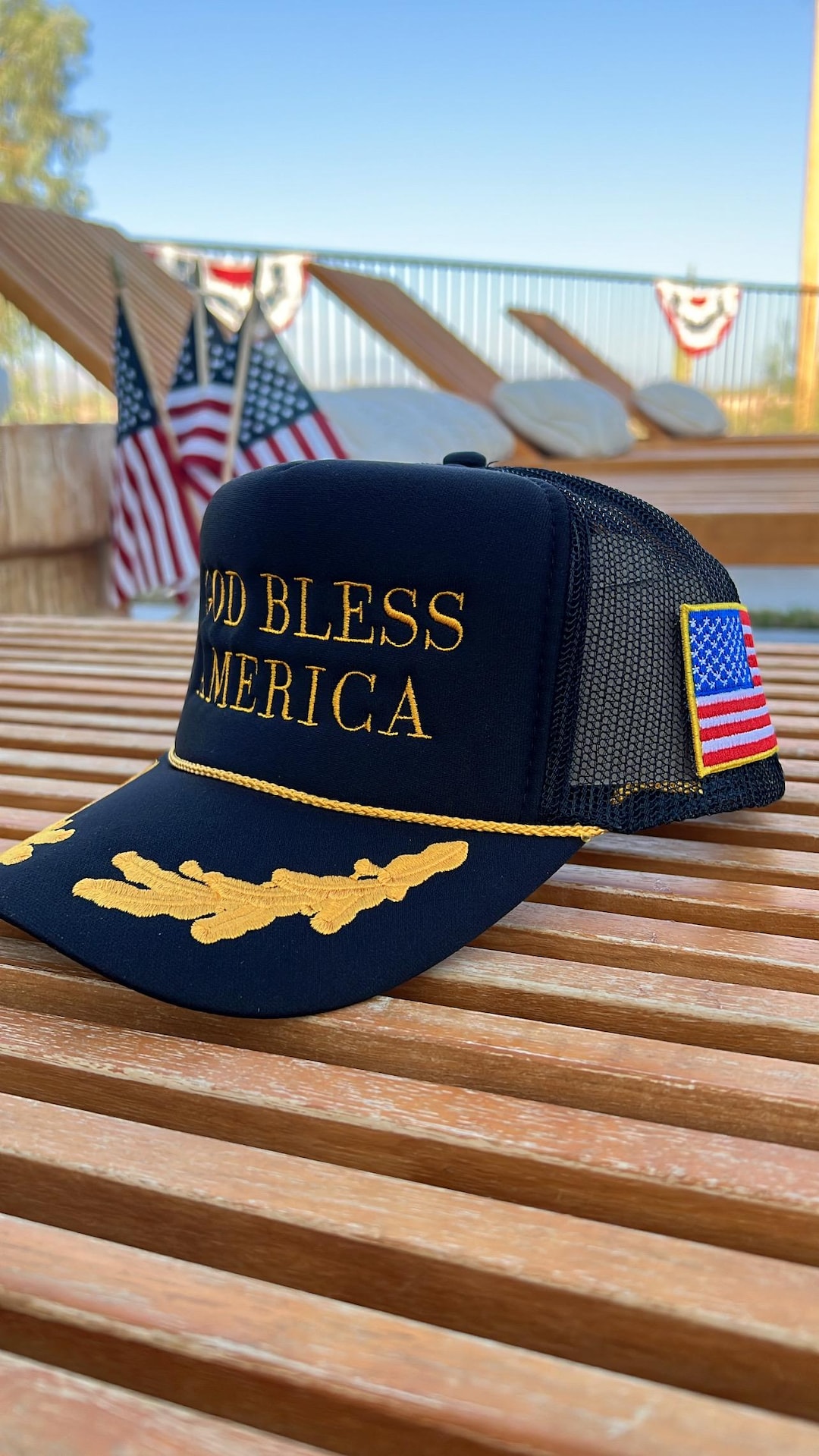 God Bless America Embroidered Foam Trucker Hat With Flag Patch - Etsy