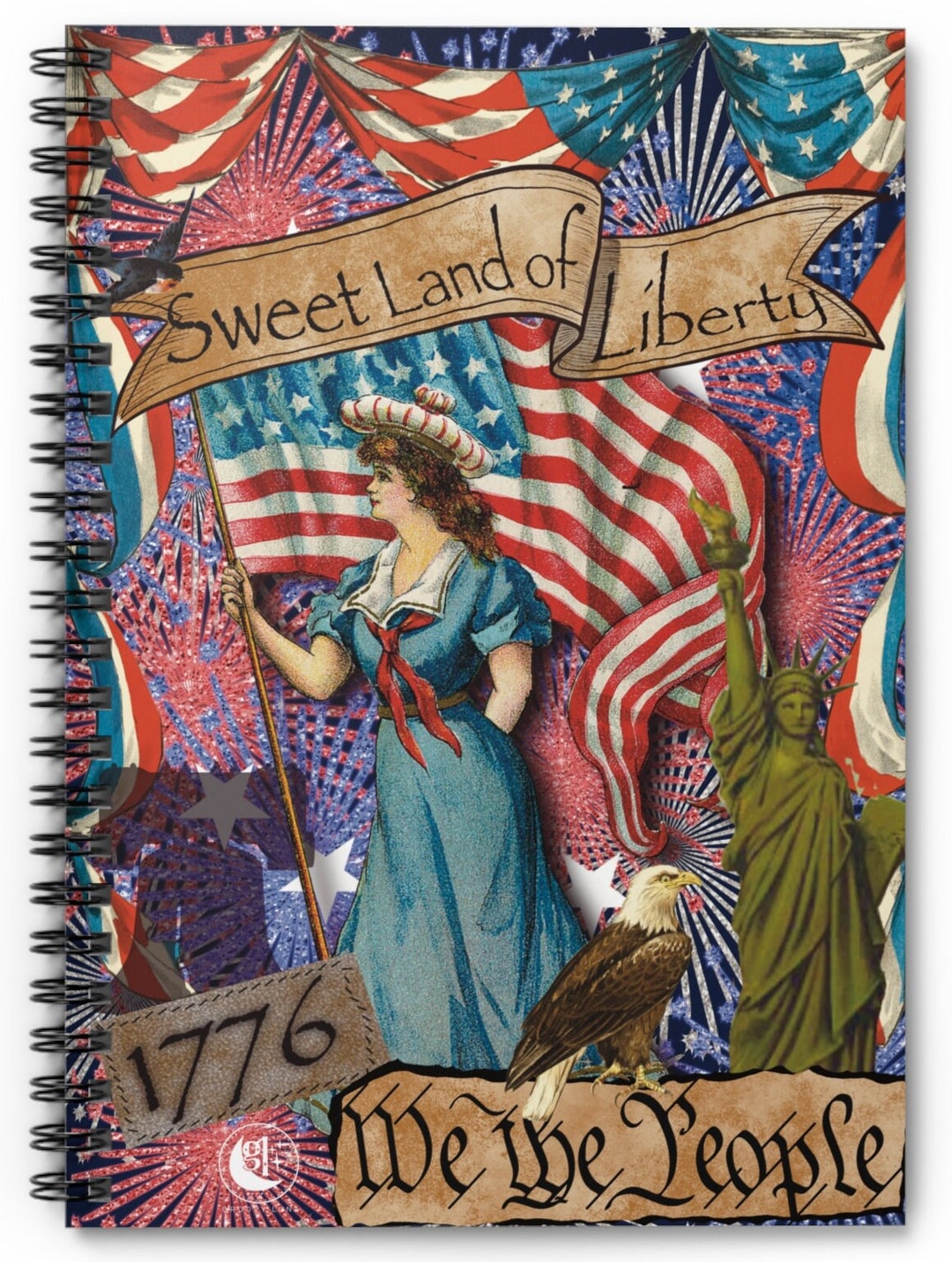 SPIRAL BOUND NOTEBOOK Collage Style Vintage Artwork Journal We the ...