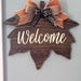 Maple Leaf Welcome Sign: Oak Fall Wall Decor With Burlap Ribbon - Etsy