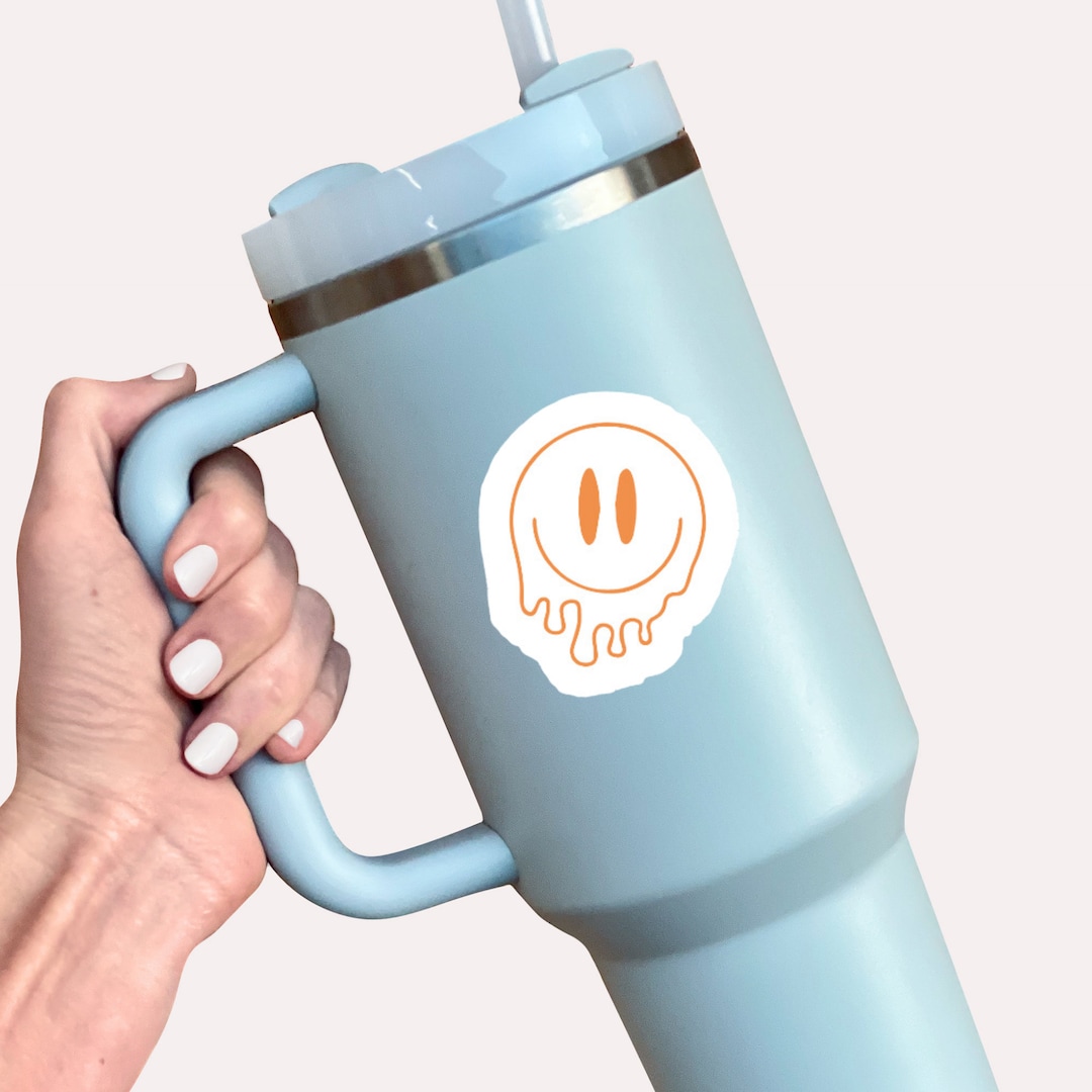 Cute Groovy Smiley Face Homemade Sticker, Holographic Waterproof ...