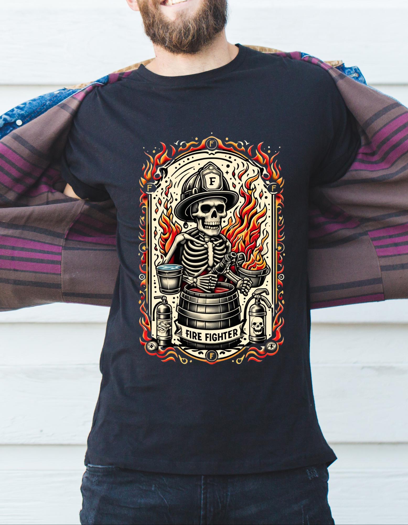 Skeleton Firefighter DTF Design: Ready to Press Heat Transfer - Etsy
