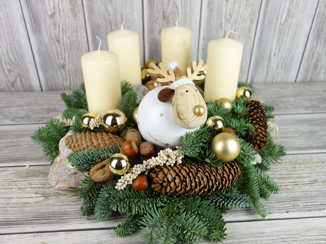 Advent Wreath Cream Gold Advent Wreaths Table Wreath Christmas - Etsy