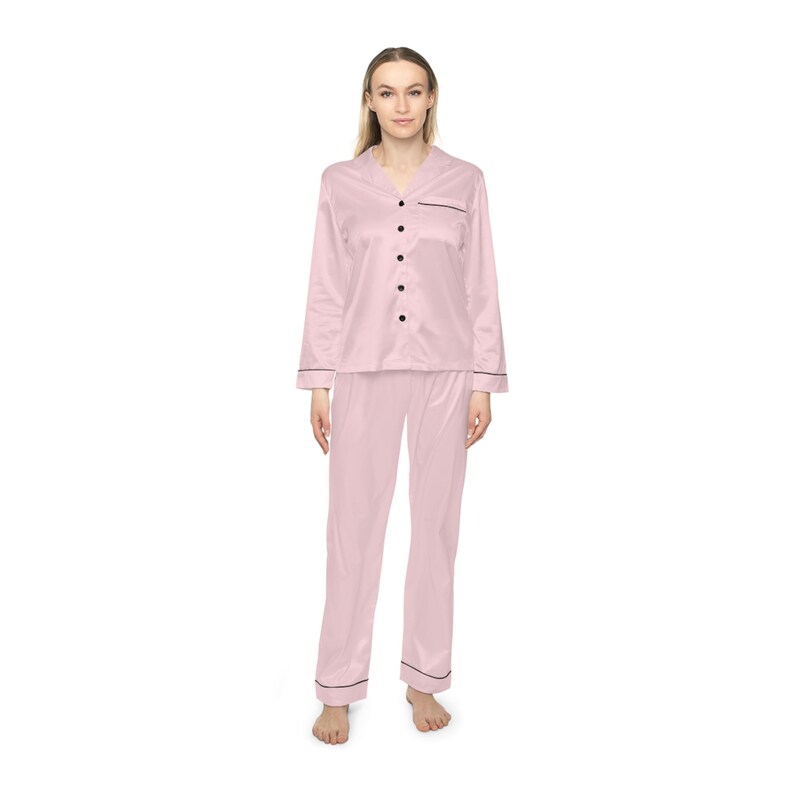 Pink Satin Pajamas for Women Soft Lounge Wear Elegant Sleepwear Set ...