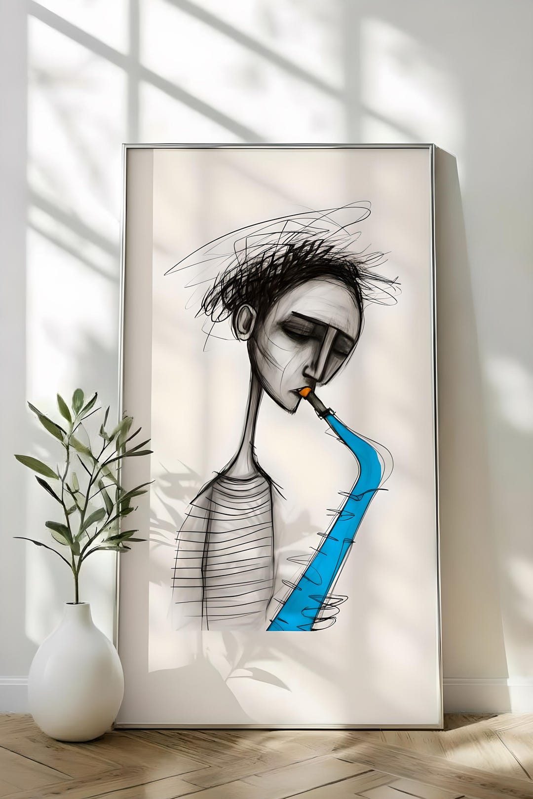 Digital Download - Tenor Saxophone Player Art Print, Abstract ...